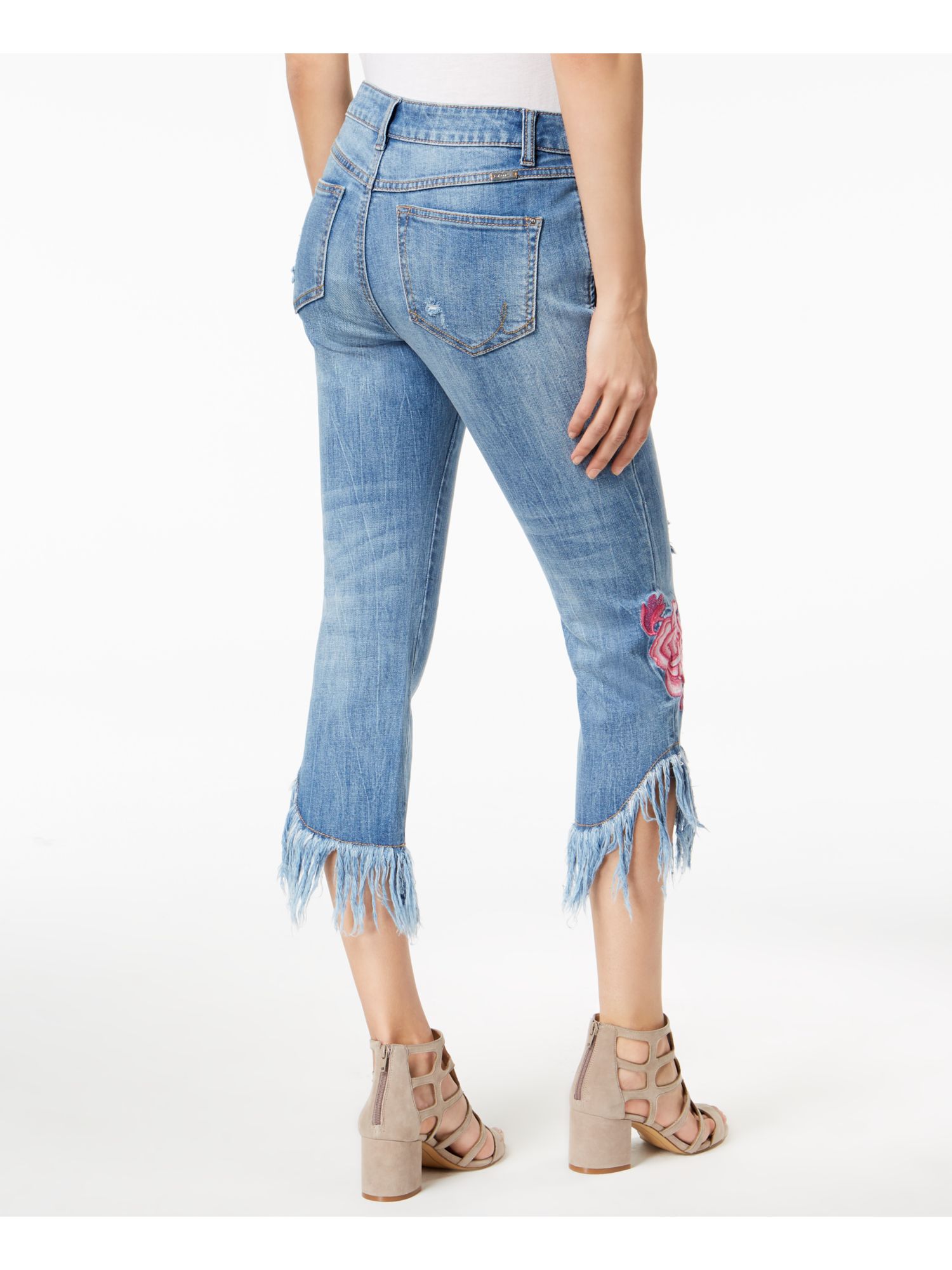 INC $99 Womens New 1376 Blue Fringe Trim Embroidered Cropped Jeans 2 ...